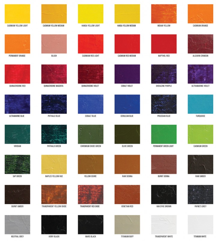 Oil Color Chart Oil Color Chart